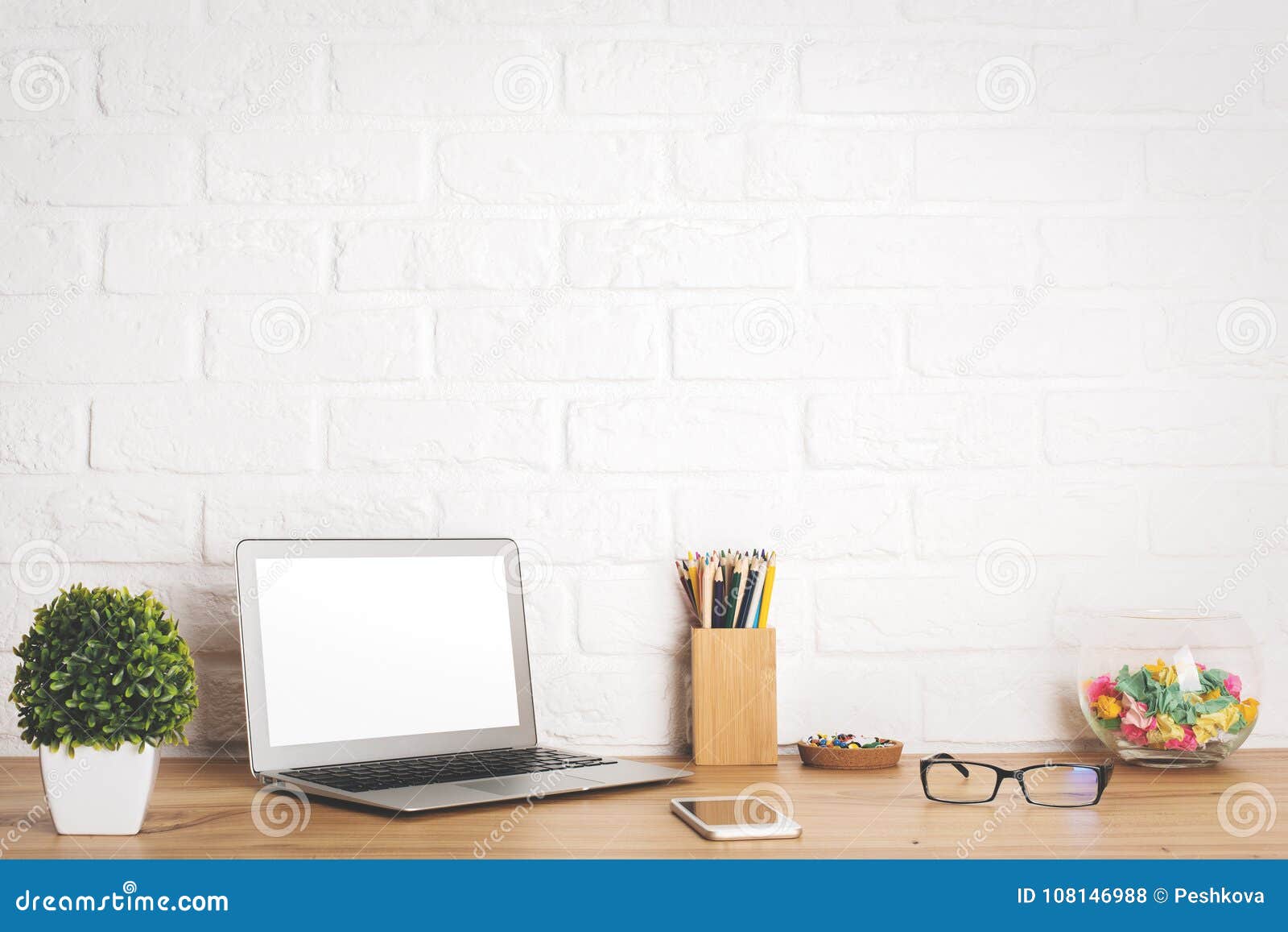 Creative Designer Desktop with Blank Computer Stock Photo - Image of ...