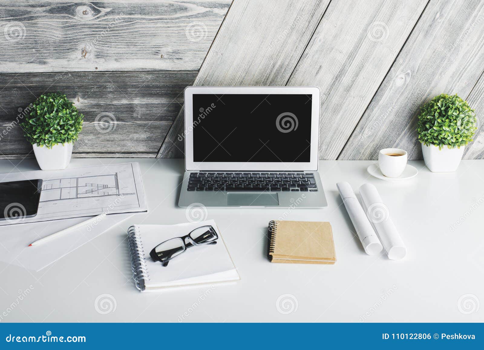 Creative designer desktop stock photo. Image of architectural - 110122806