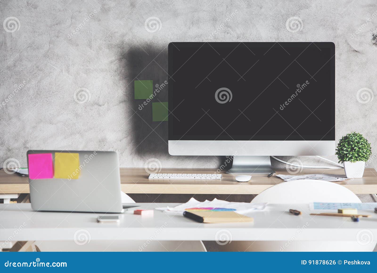 Creative Designer Desktop with Computer Stock Photo - Image of mockup ...
