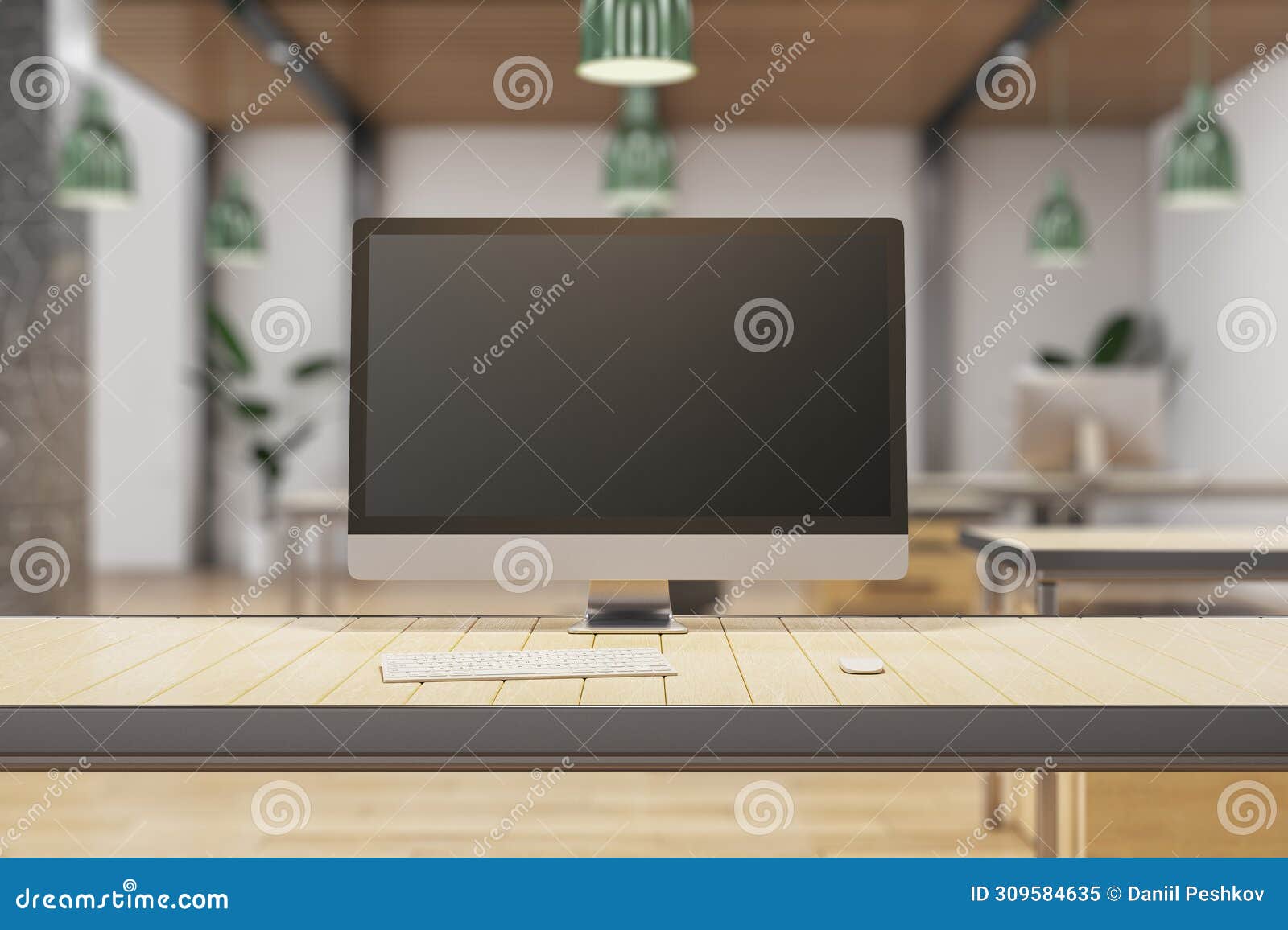 Creative Designer Desktop with Empty Mock Up Computer Montior, Supplies ...