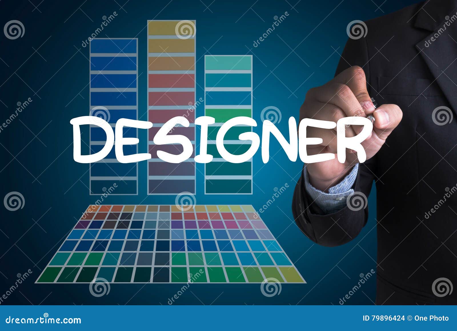 Creative Designer Graphic Designer at Work. Color Swatch Sample Stock ...