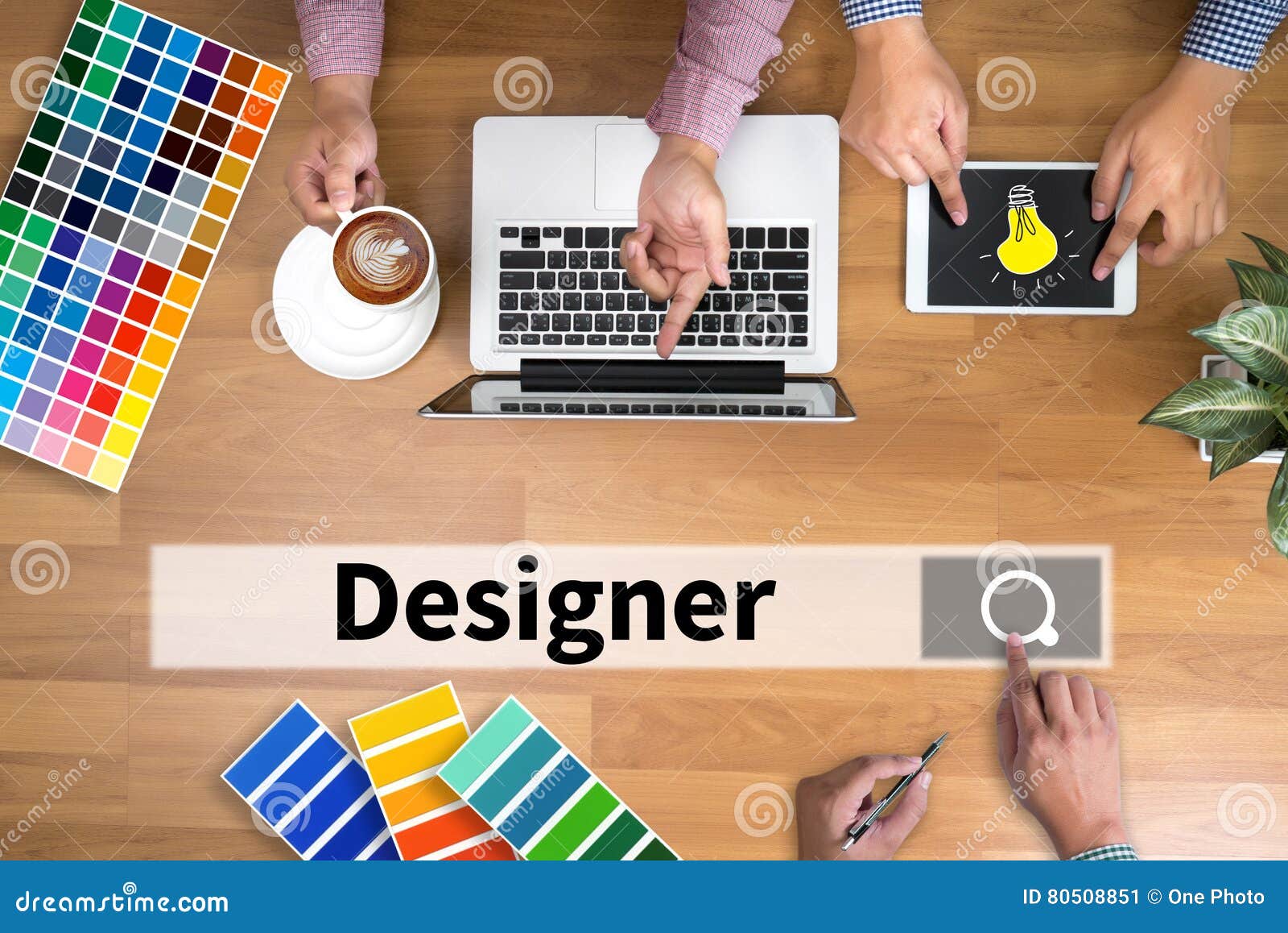 Creative Designer Graphic Designer at Work. Color Swatch Sample Stock ...