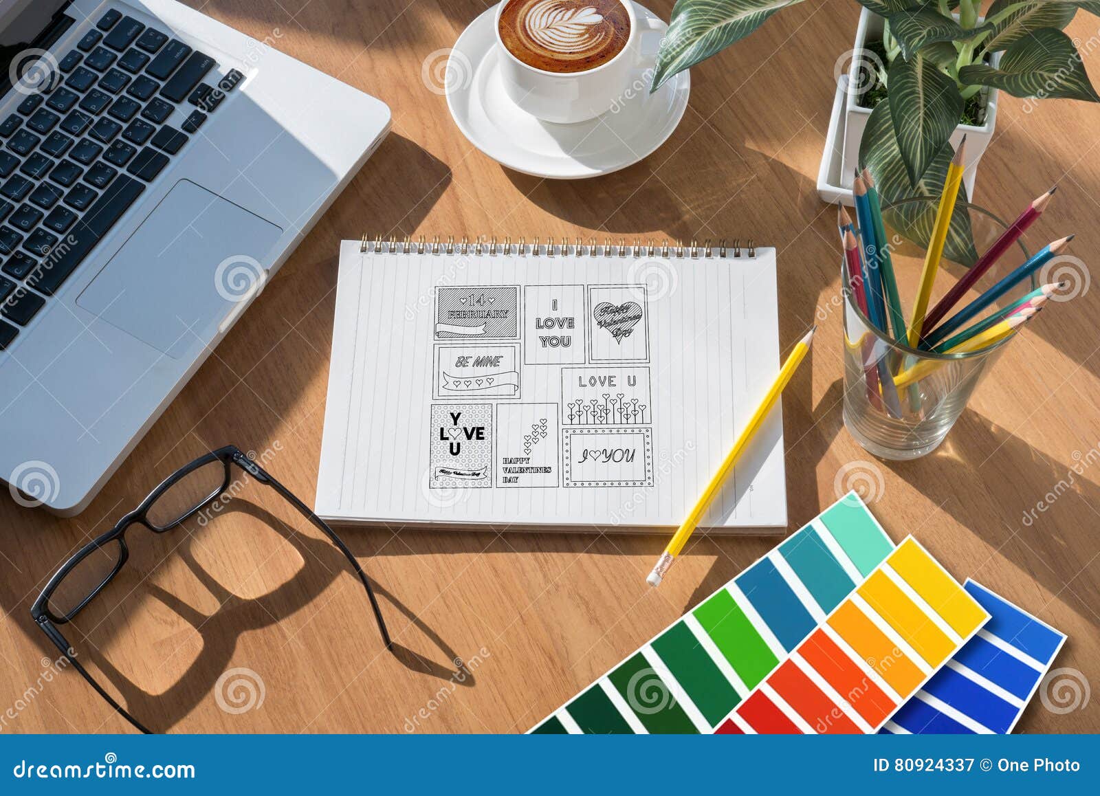 Creative Designer Graphic Designer at Work. Color Swatch Sample Stock ...