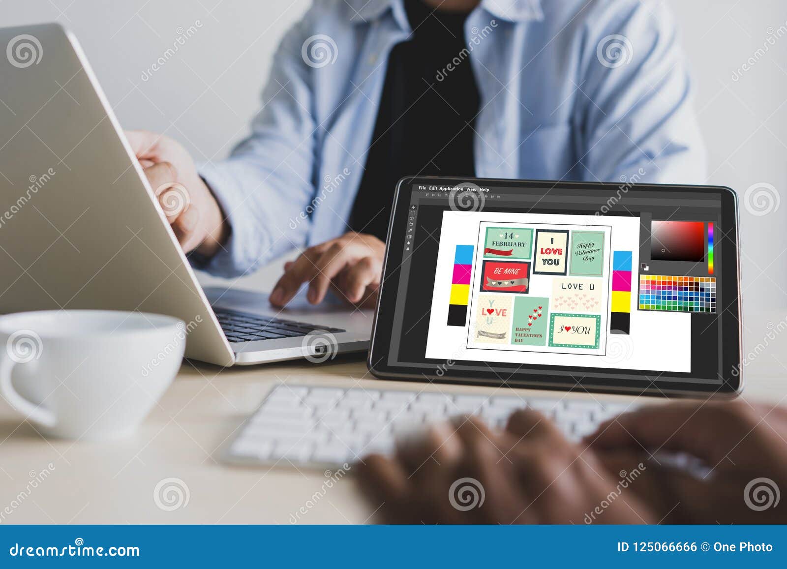 Creative Designer Graphic at Work. Color Swatch Samples, Illustr Stock ...