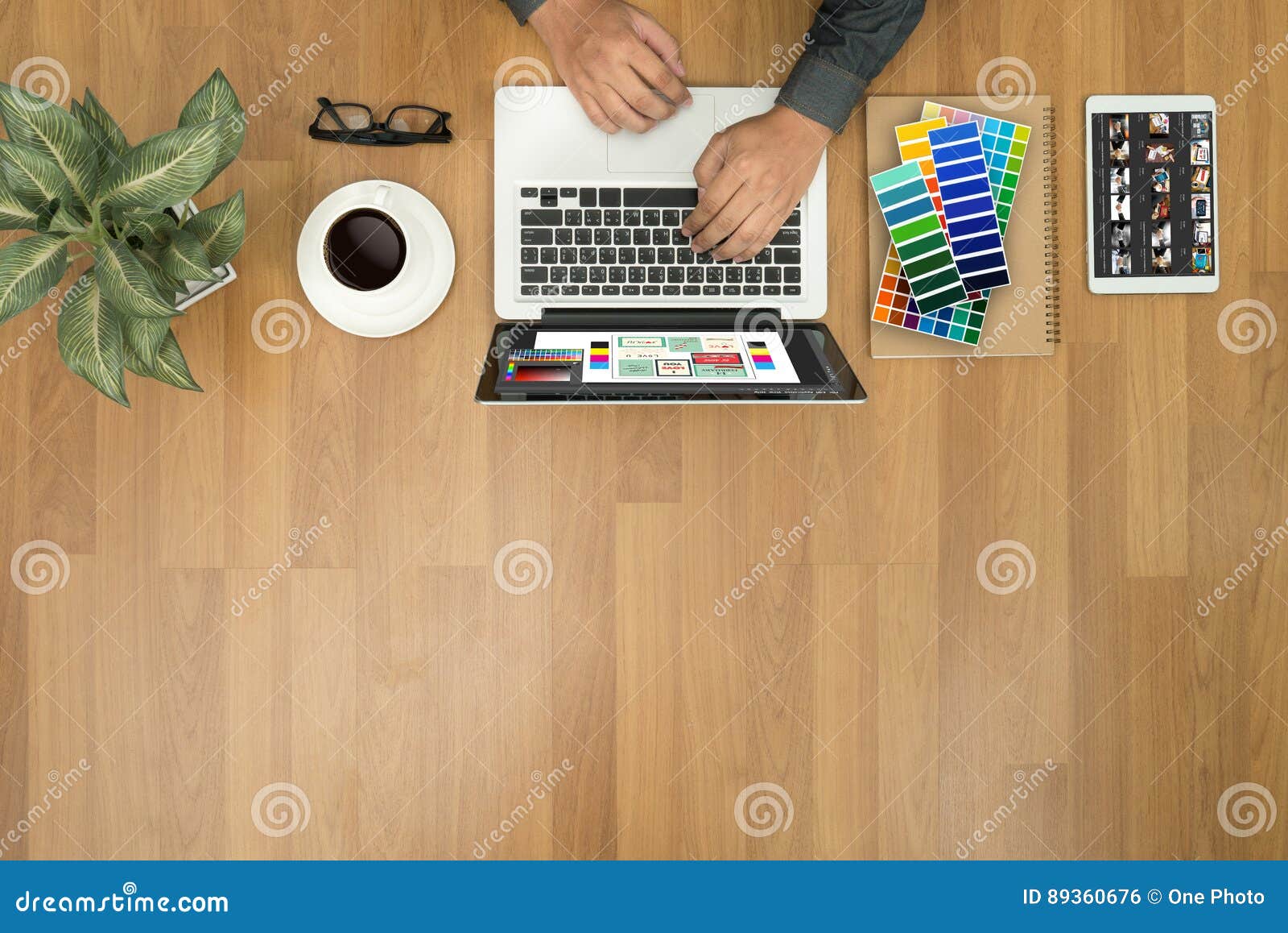 Creative Designer Graphic at Work. Color Swatch Samples, Illustrator ...