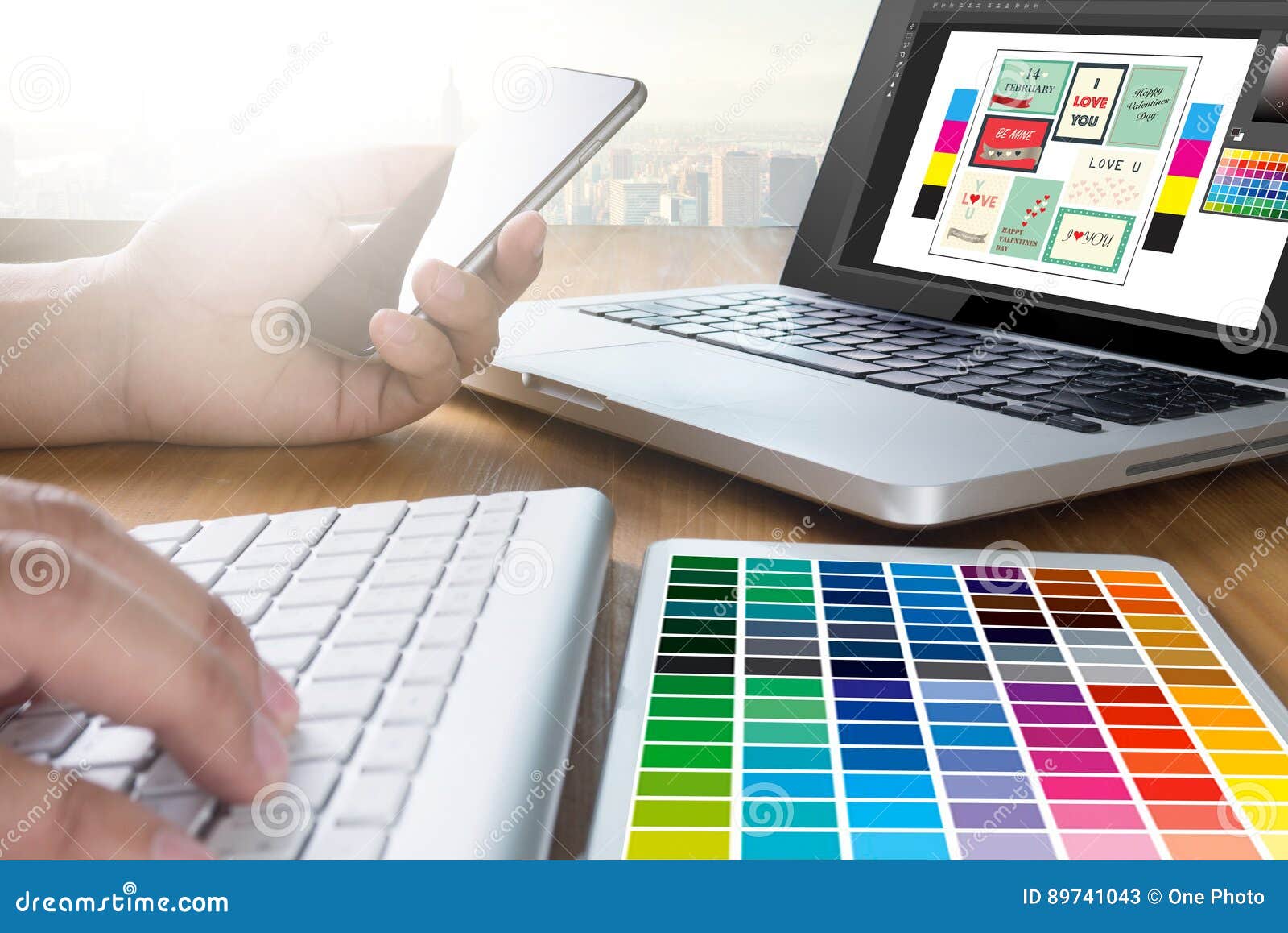 Creative Designer Graphic at Work. Color Swatch Samples, Illustrator ...