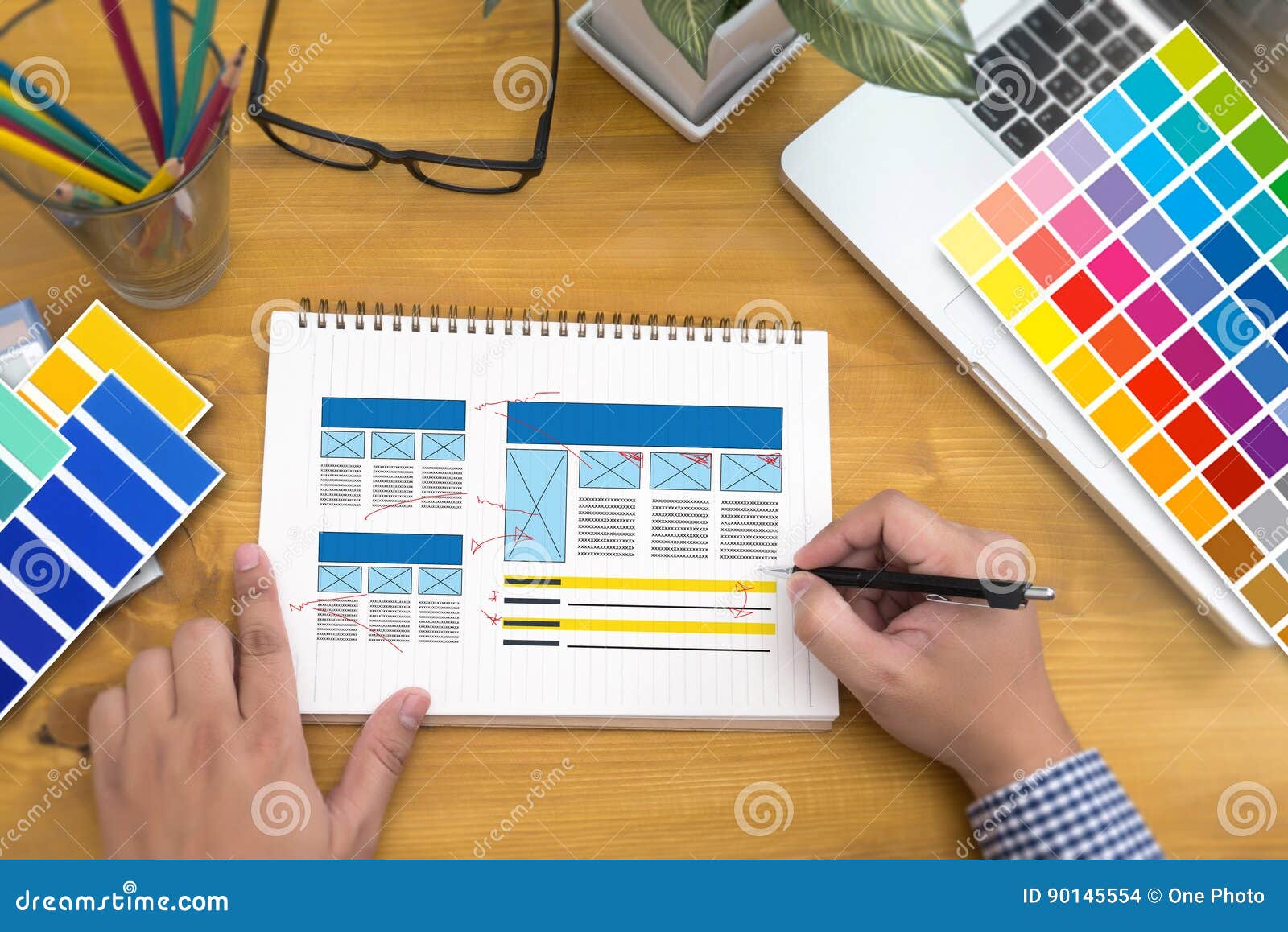 Creative Designer Graphic at Work. Color Swatch Samples, Illustrator ...