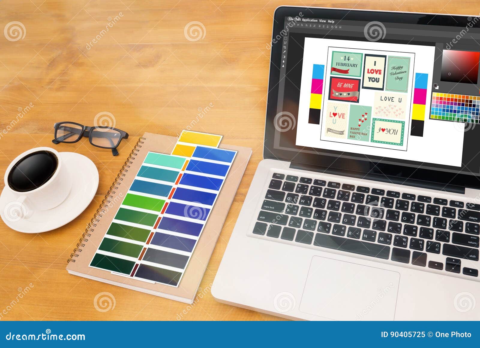 Creative Designer Graphic at Work. Color Swatch Samples, Illustrator ...