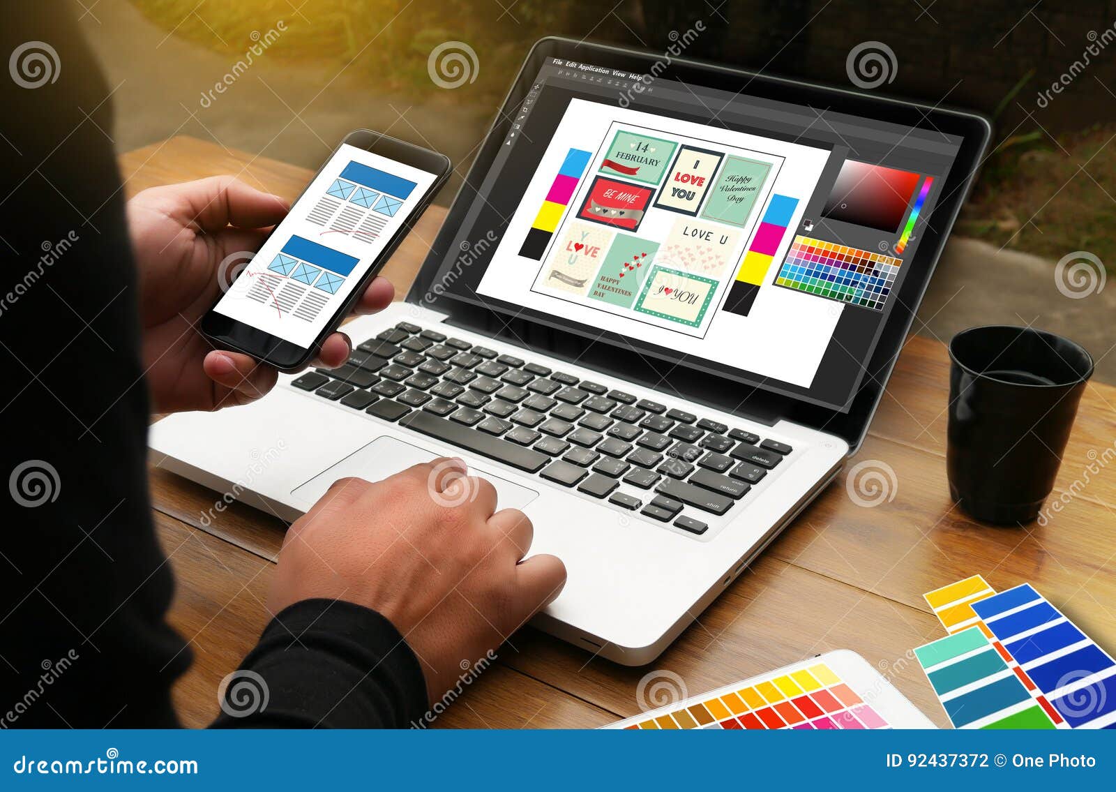 Creative Designer Graphic at Work. Color Swatch Samples, Illustrator ...