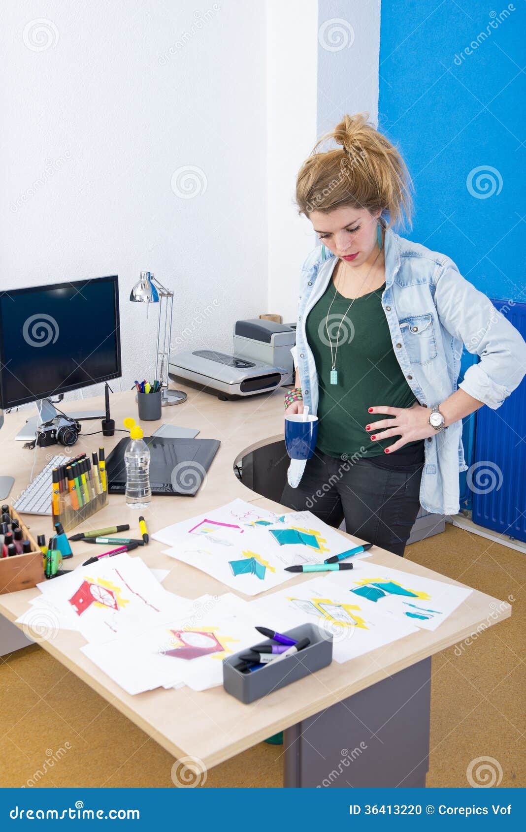 Creative designer at work stock photo. Image of materialization - 36413220