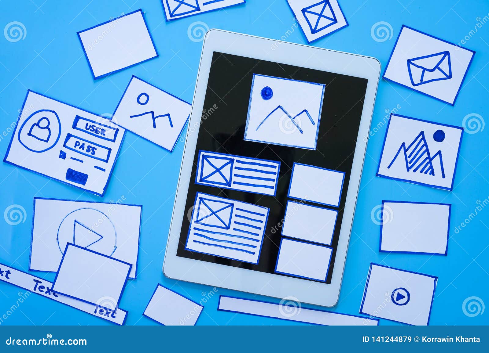 Creative Designers Designing Wireframe Sketch Layout Design Mockup on ...