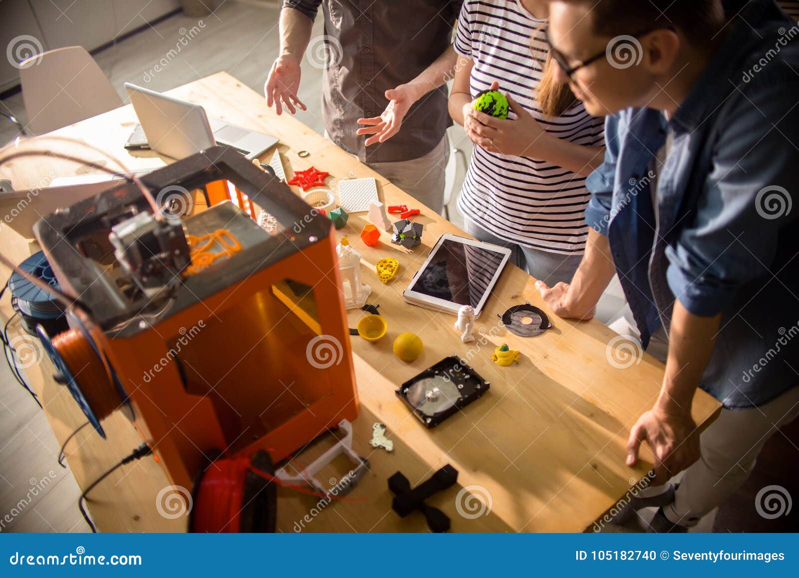 Creative Designers Using 3D Printer Stock Photo - Image of model ...