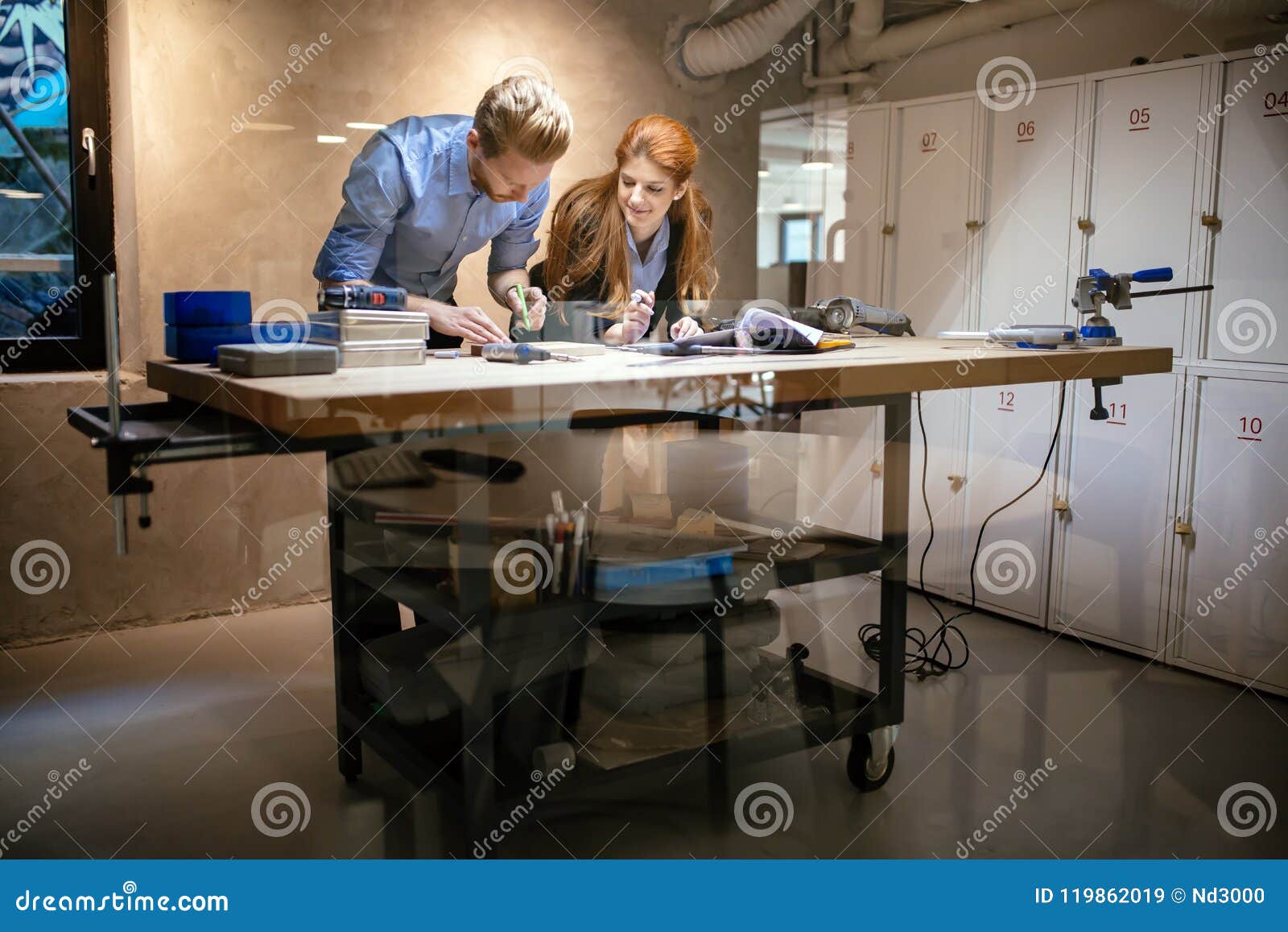 Creative Designers Working in Workshop Stock Image - Image of indoors ...