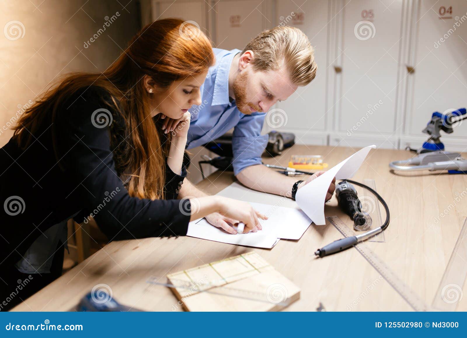 Creative Designers Working in Workshop Stock Photo - Image of plank ...