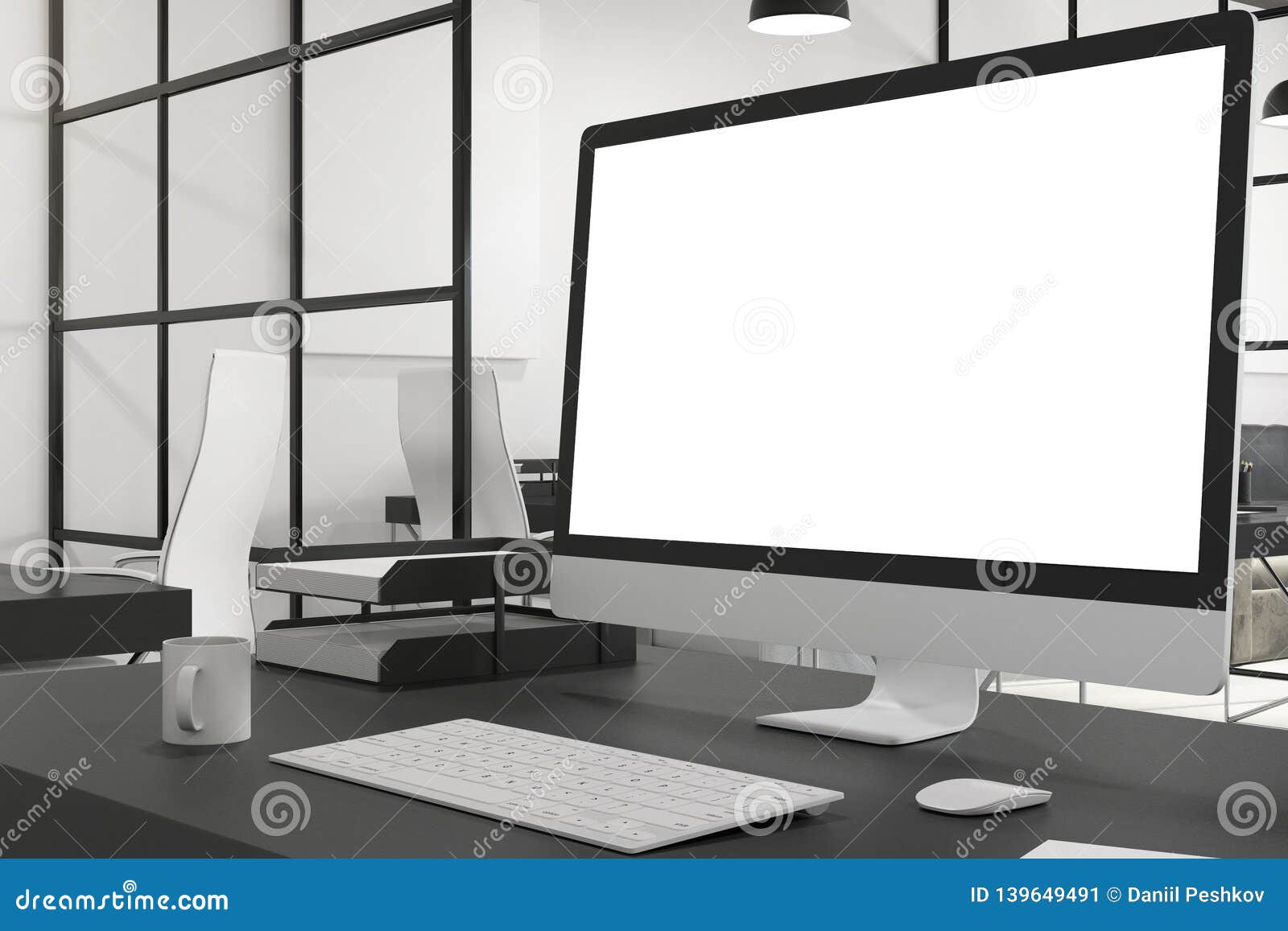 Creative Desktop with White Computer Editorial Photo - Illustration of ...