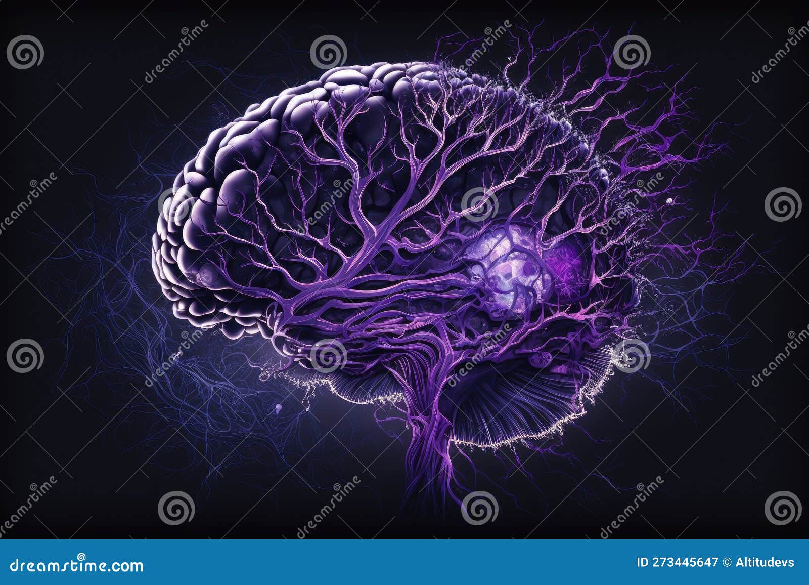 Creative Development of Abstract Art of Brain in Purple Tones Stock ...