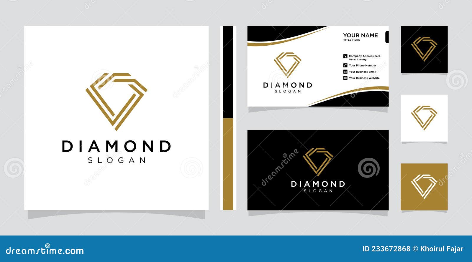 Creative Diamond Concept Logo Design Template with Business Card Design ...