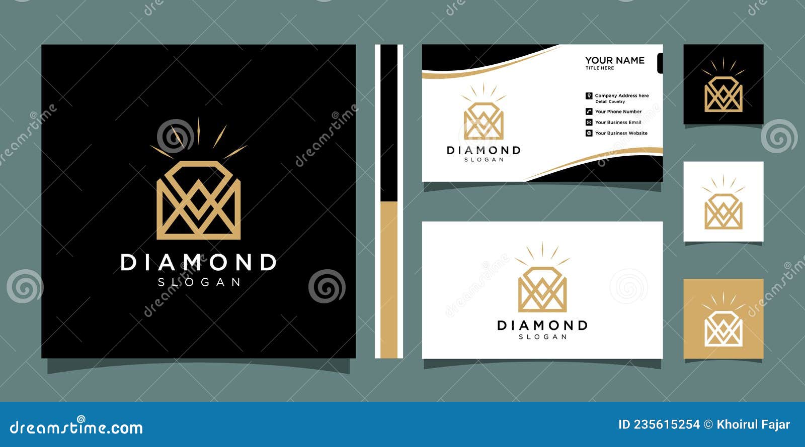Creative Diamond Concept Logo Design Template with Business Card Design ...
