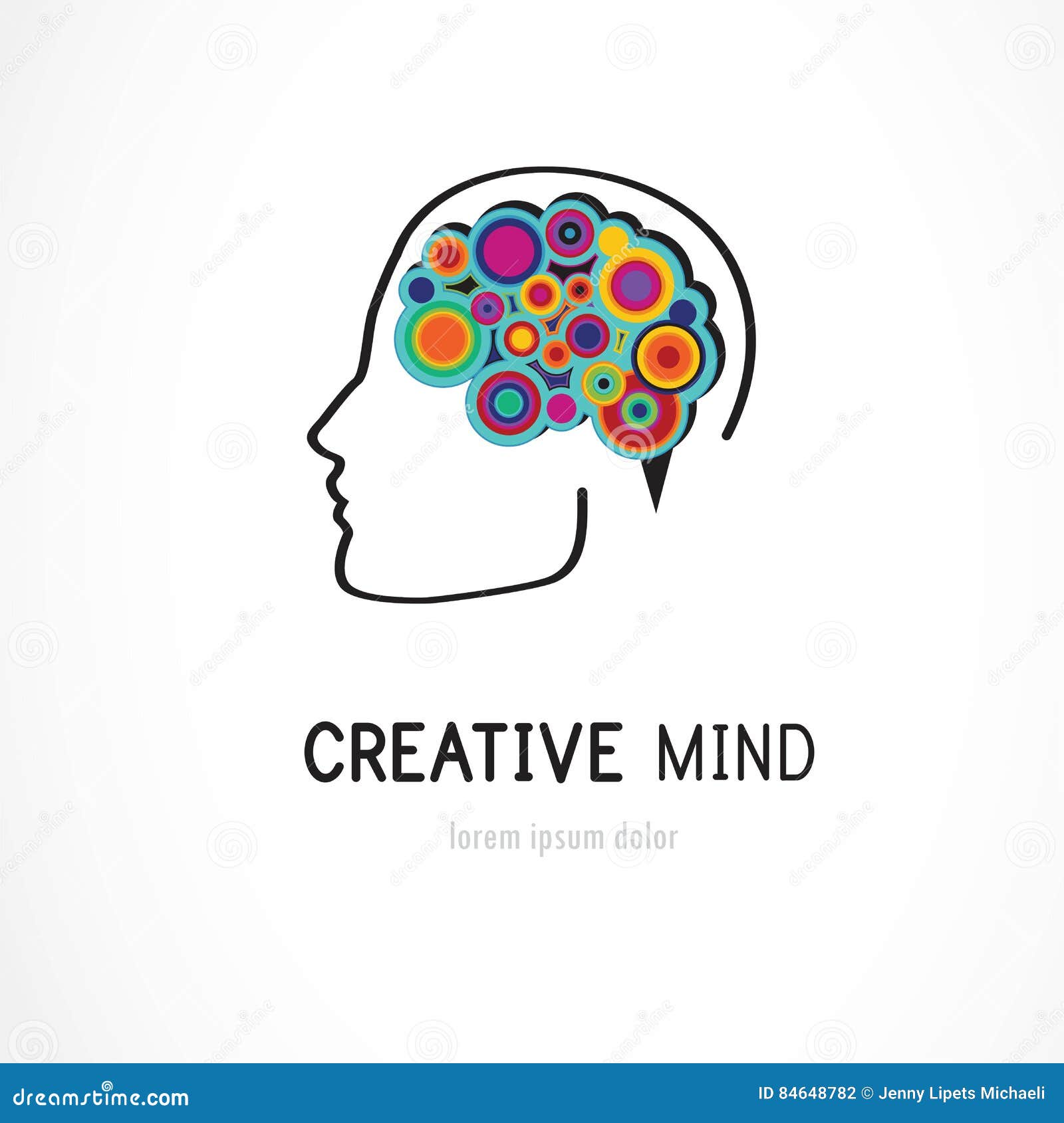 Creative, Digital Abstract Colorful Icon of Human Brain, Mind, Symbol ...