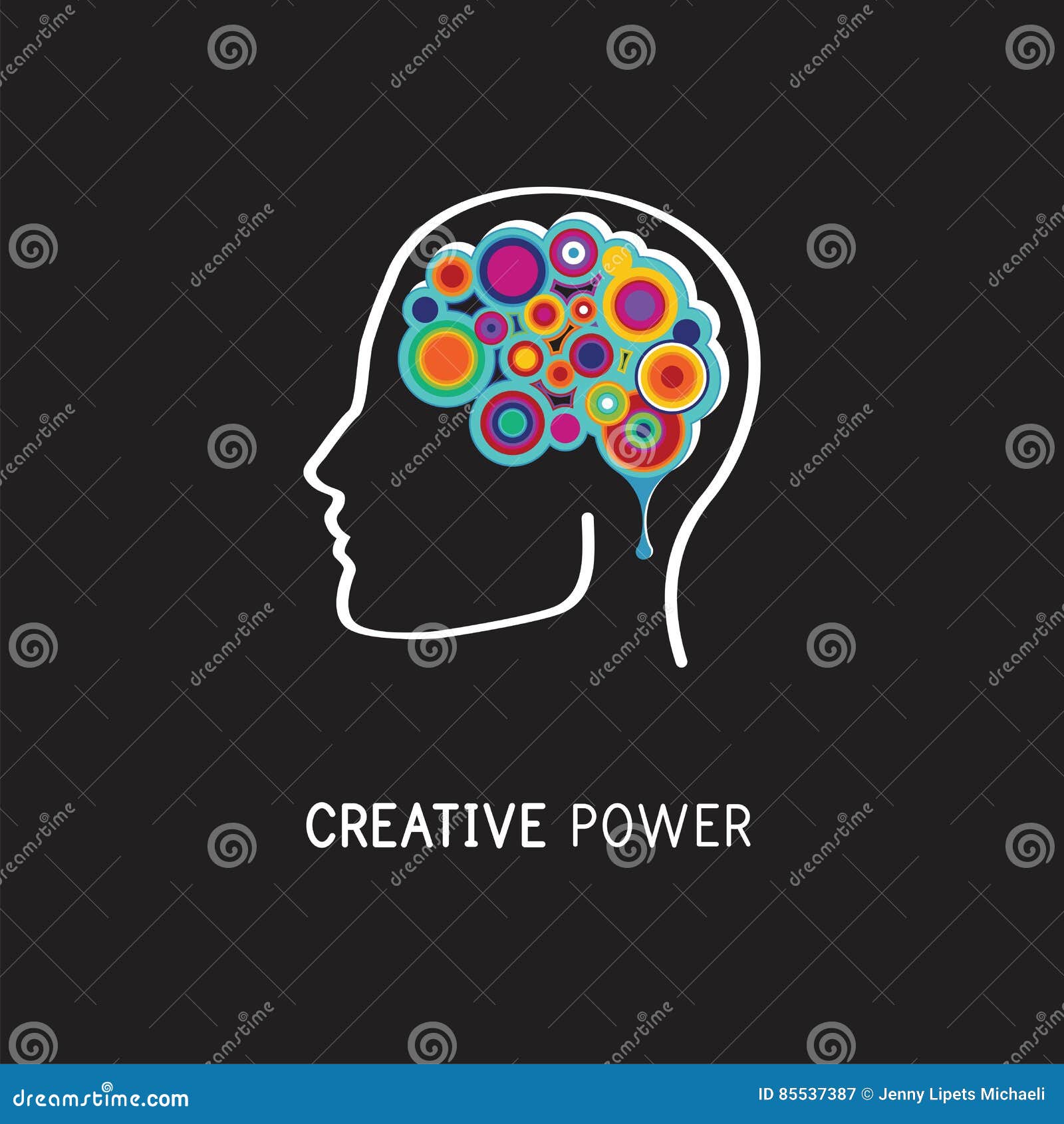 Creative, Digital Abstract Colorful Icon of Human Brain, Mind, Symbol ...