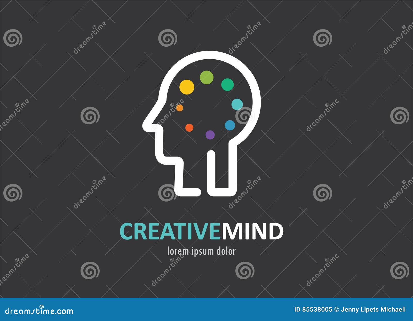 Creative, Digital Abstract Colorful Icon of Human Brain, Mind, Symbol ...