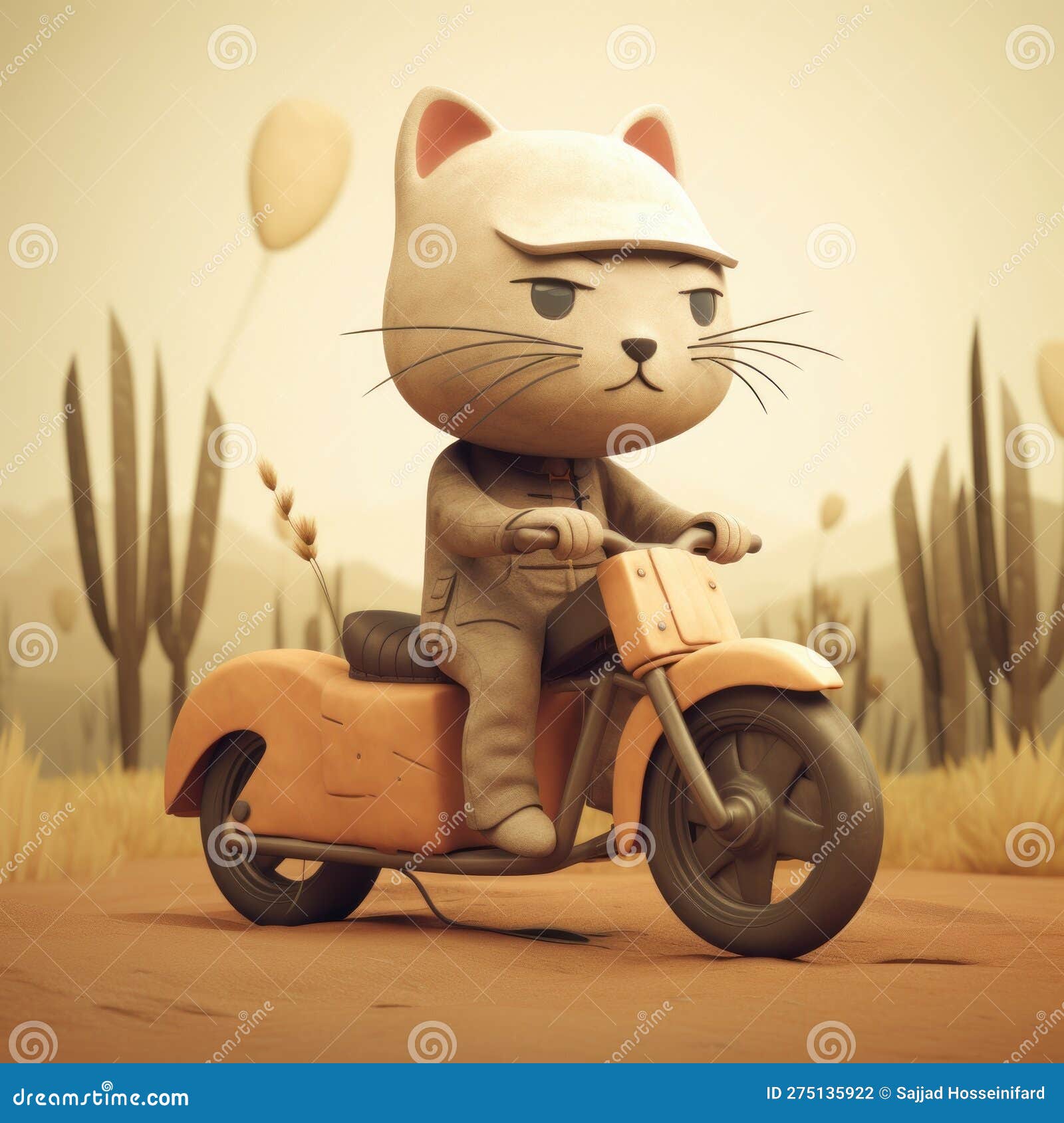 Cute Cat Riding a Motorcycle Stock Illustration - Illustration of ...