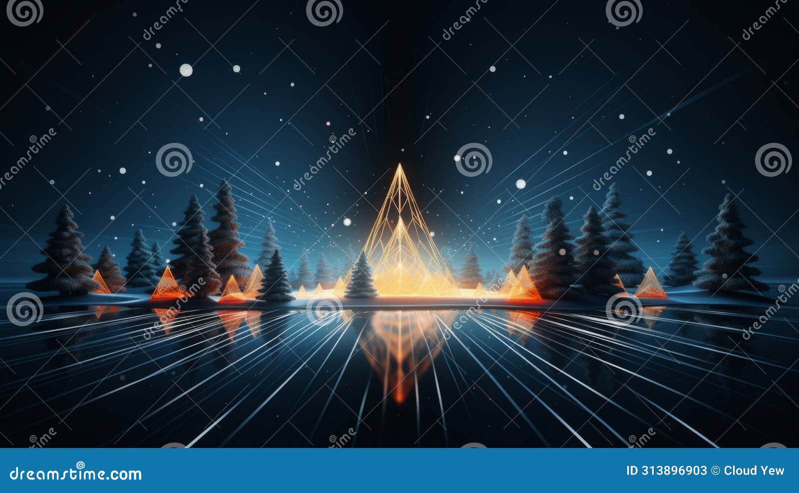 Creative Digital Christmas Scene Lighting Up Screens Stock Illustration ...