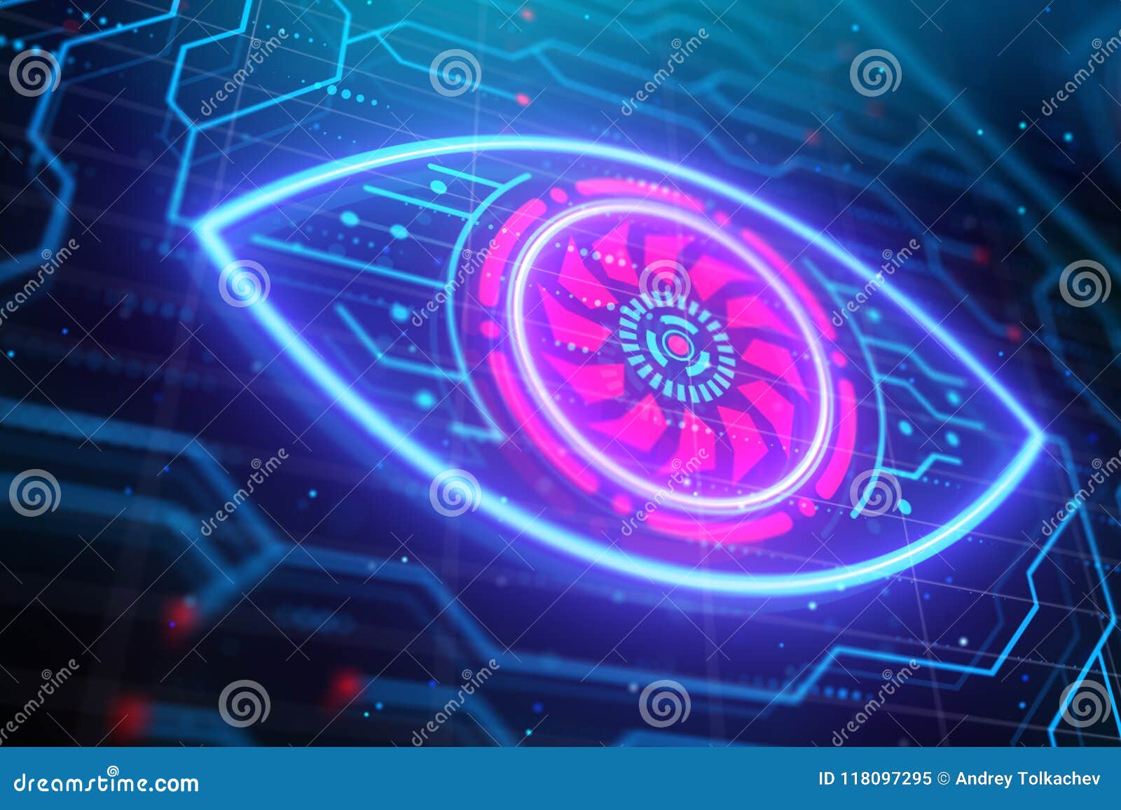 Creative Digital Circuit Eye Backdrop Stock Illustration - Illustration ...