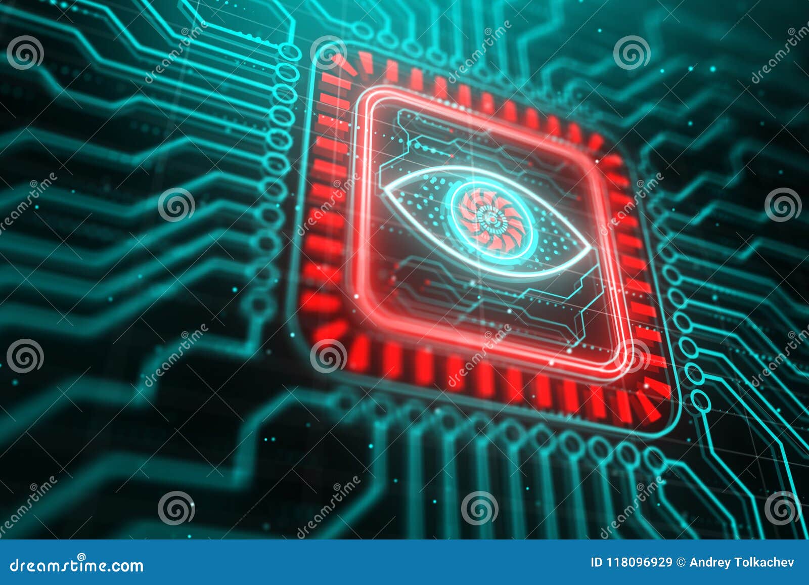 Creative Digital Circuit Eye Wallpaper Stock Illustration ...