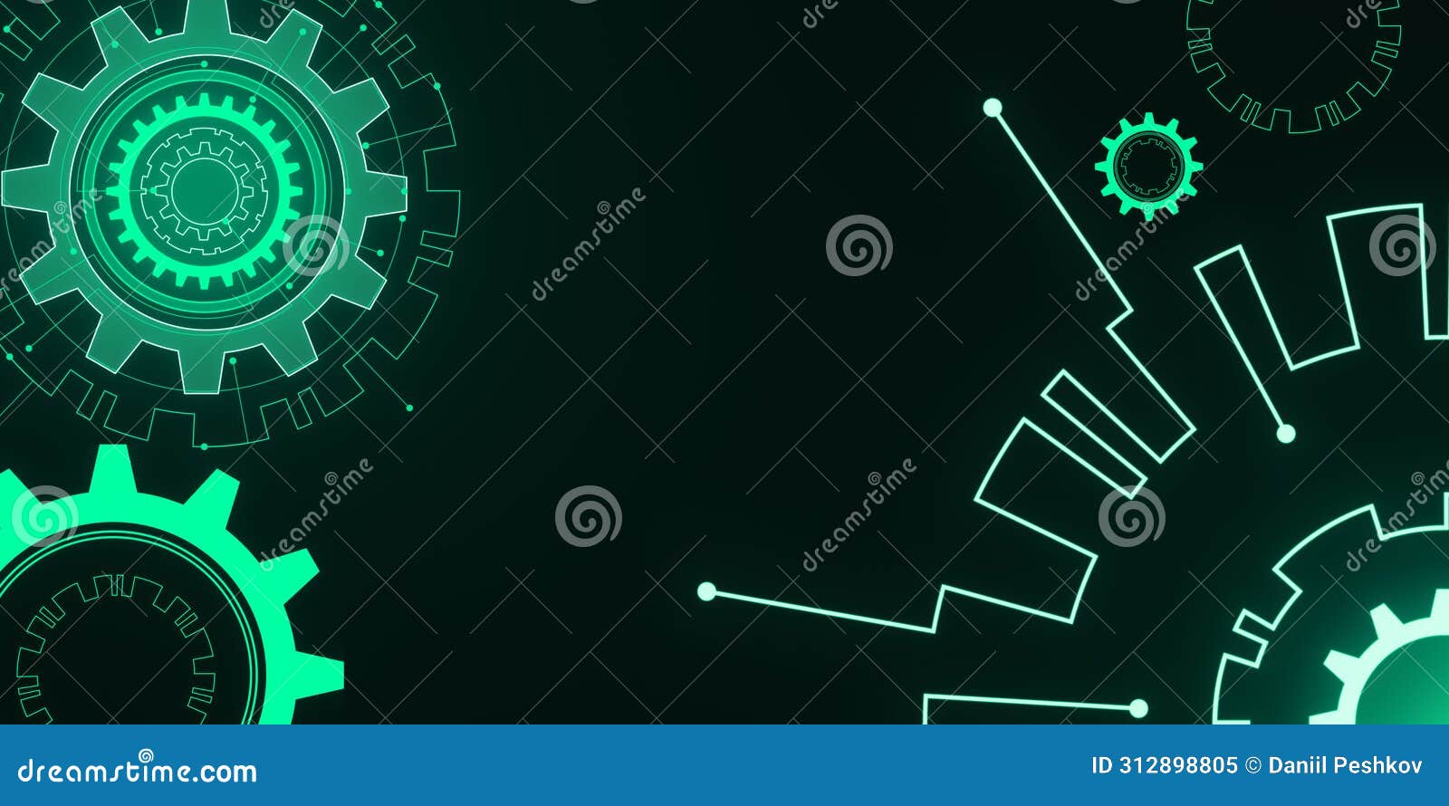 Creative Digital Cogs on Blue Backdrop. Factory, Production and ...