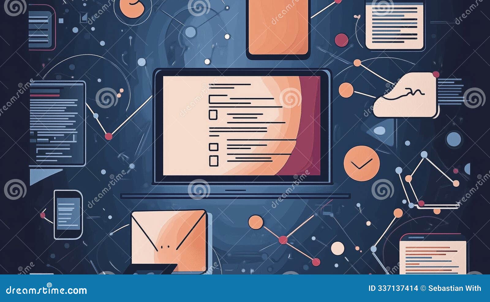 Creative Digital Composition Featuring Devices and Abstract Data ...