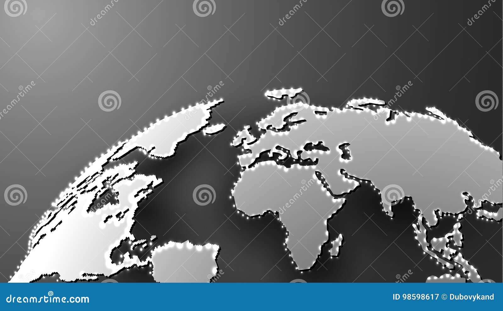 Digital 3D Map Illuminated on Grey Background Stock Vector ...