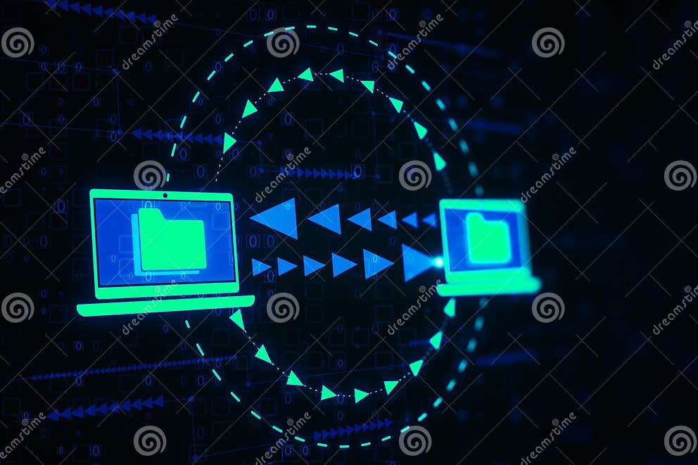 Creative Digital Data Transfer and Exchange Folders on Dark Backdrop ...