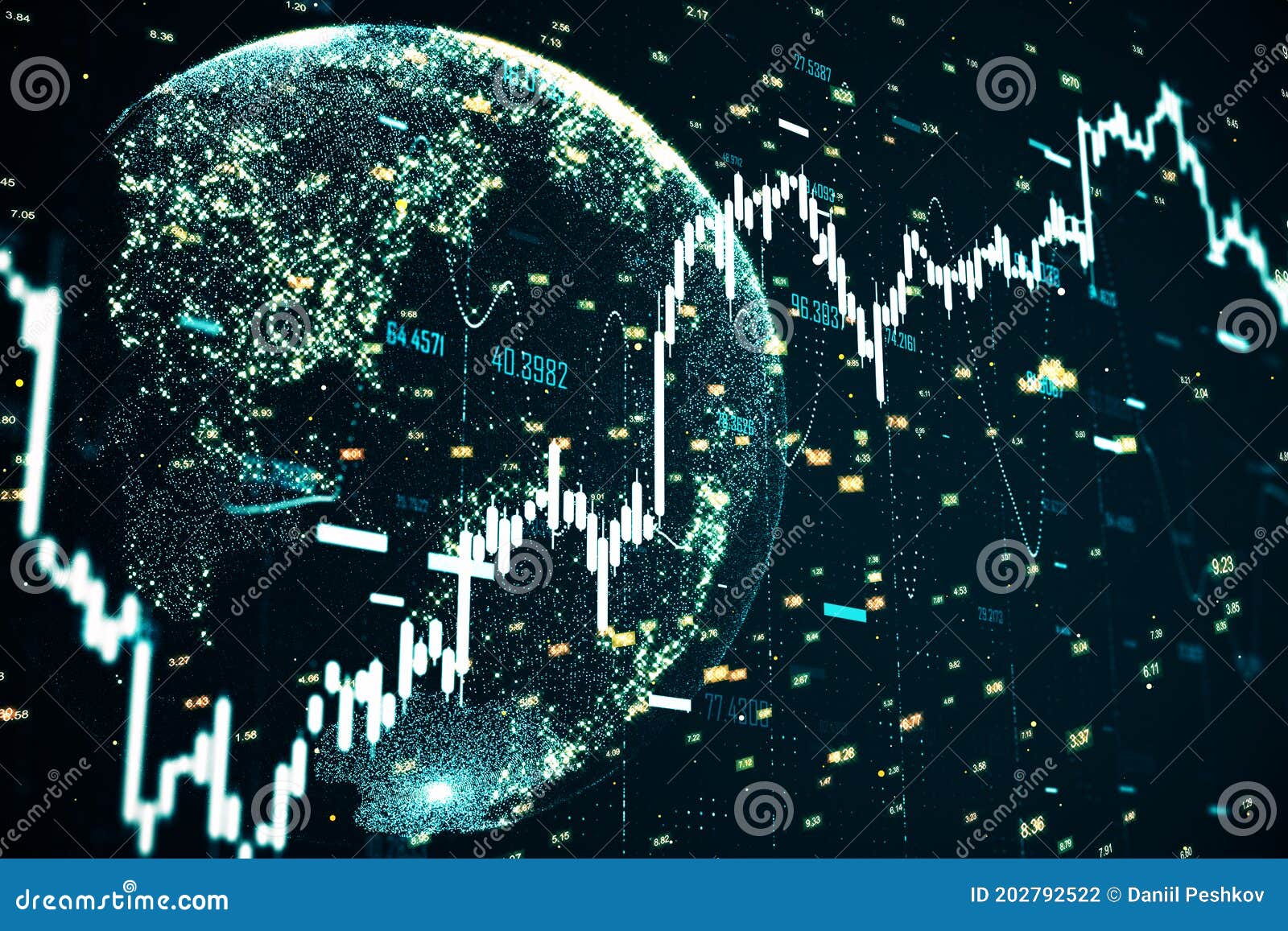 Creative Digital Globe with Forex Charts Stock Illustration ...