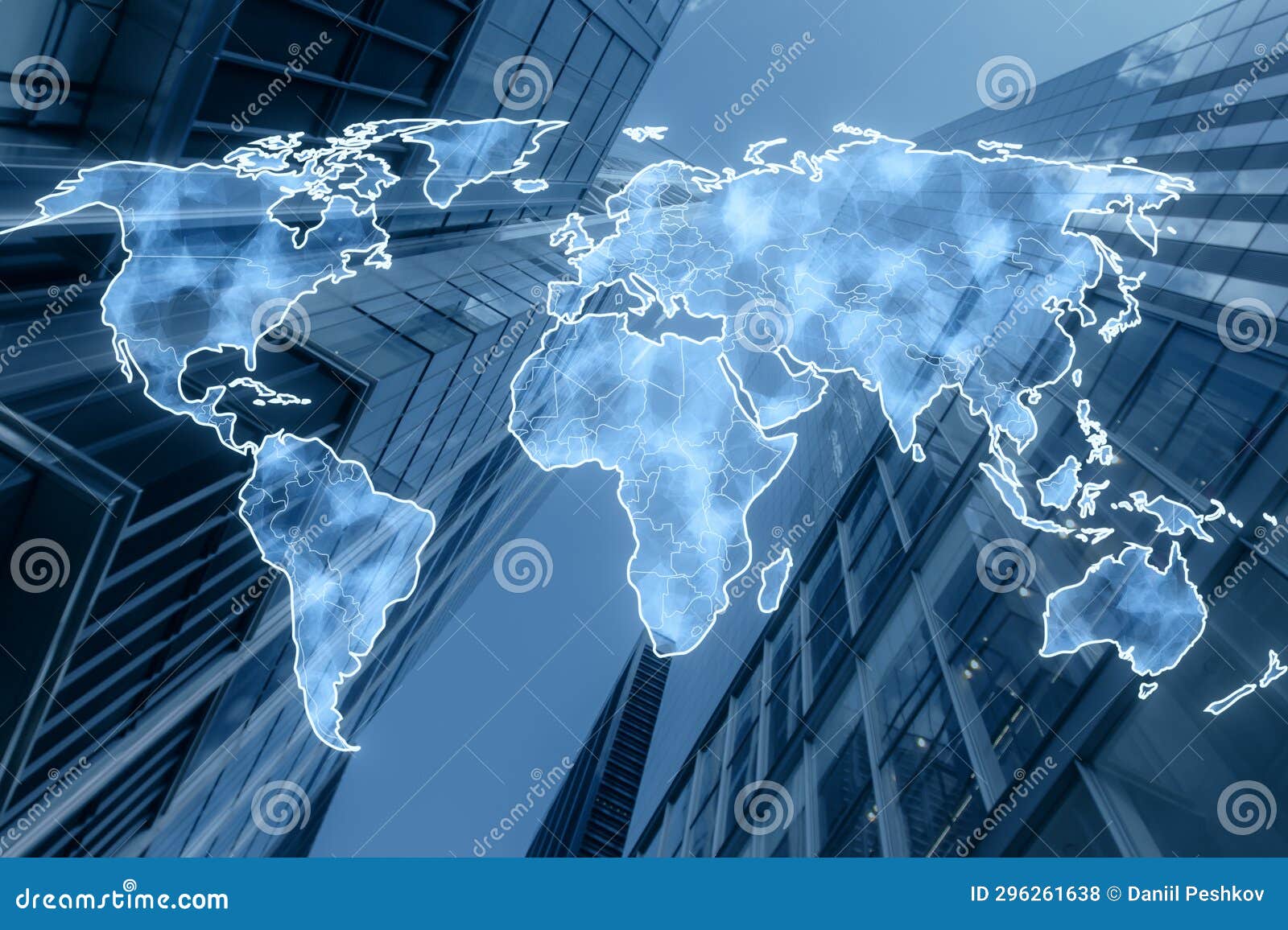 Creative Digital Map Hologram on City Background. Double Exposure Stock ...