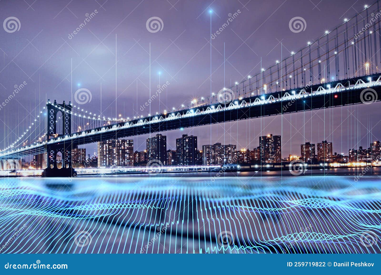 Creative Digital Night City Backdrop. Connect and Abstract Smart ...