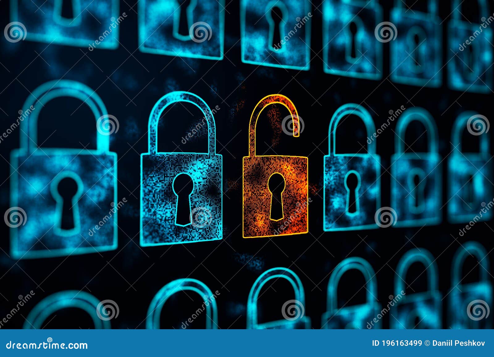 Creative Digital Padlock Background with Open Red Lock Stock ...