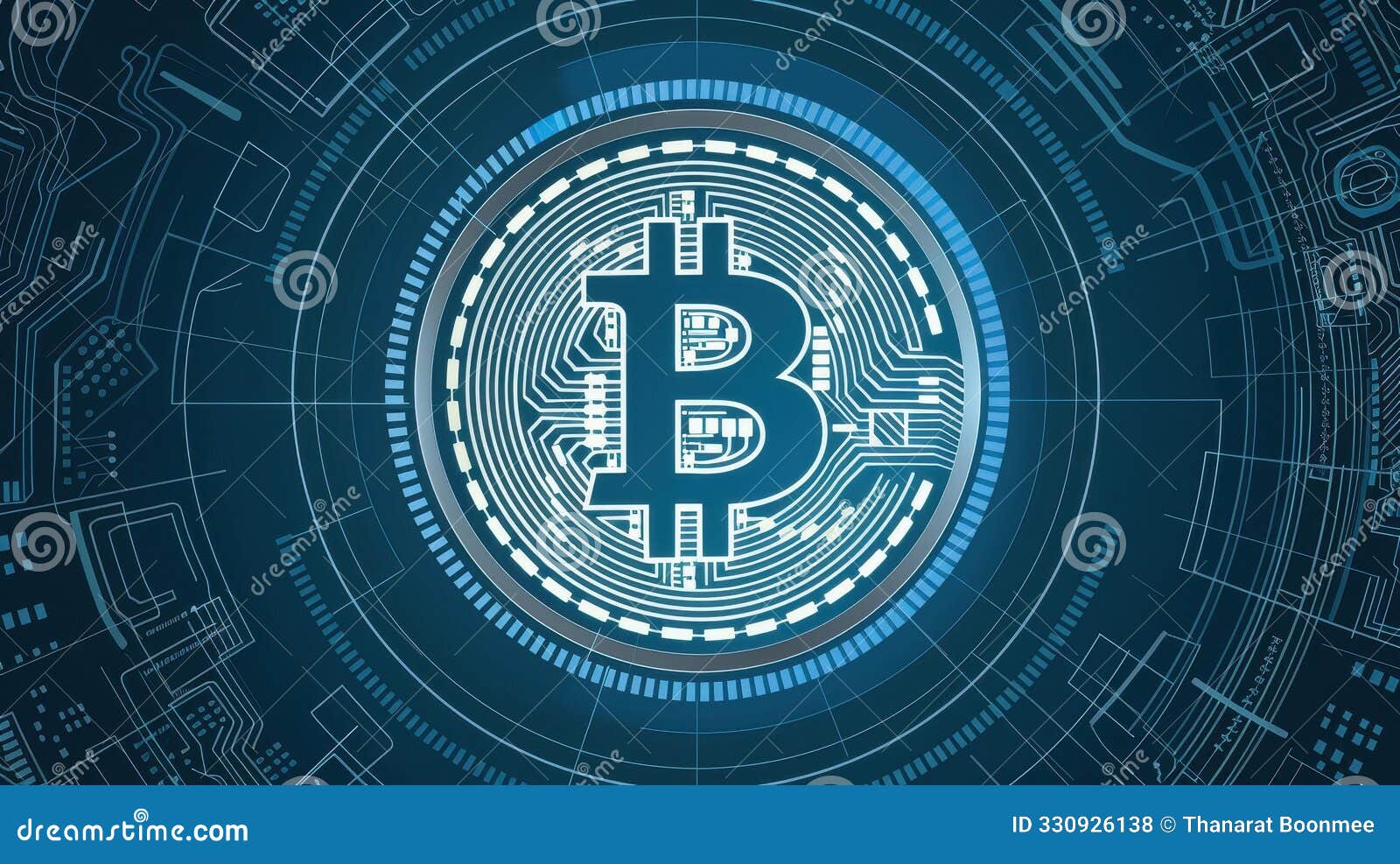 A Creative Digital Piece Featuring the Bitcoin Logo, Accentuated by ...