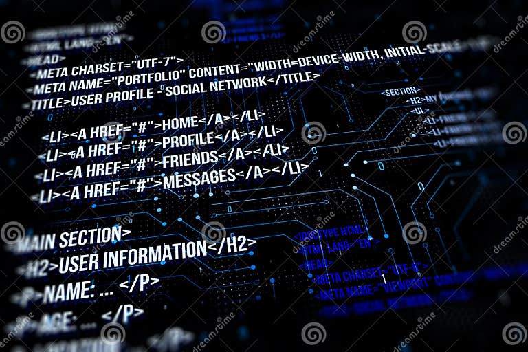 Creative Digital Programming Language On Backdrop Software Developer And Html Concept 3d