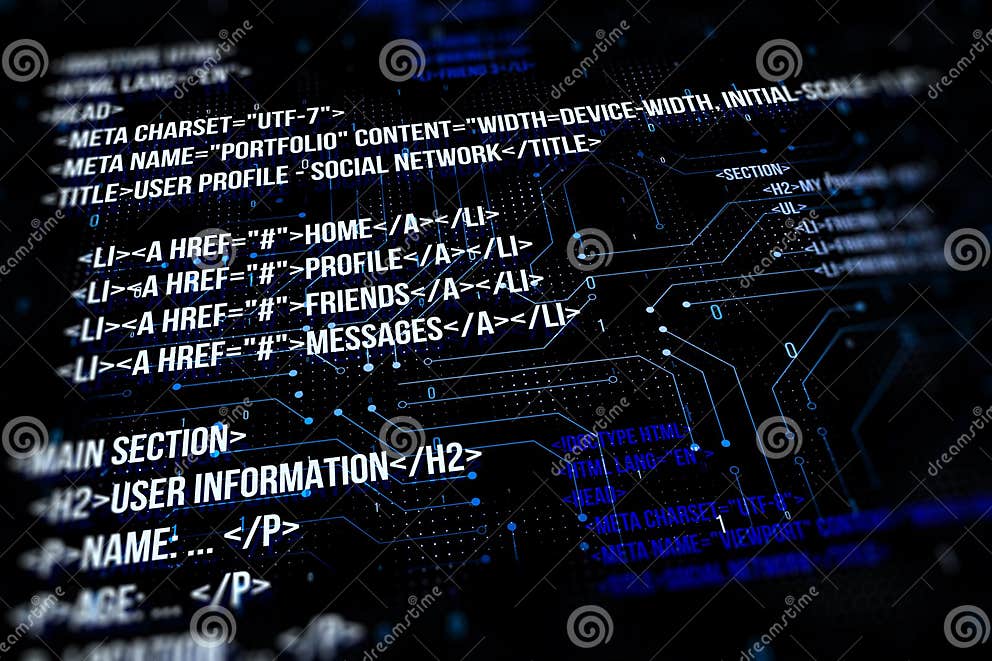 Creative Digital Programming Language On Backdrop Software Developer And Html Concept 3d