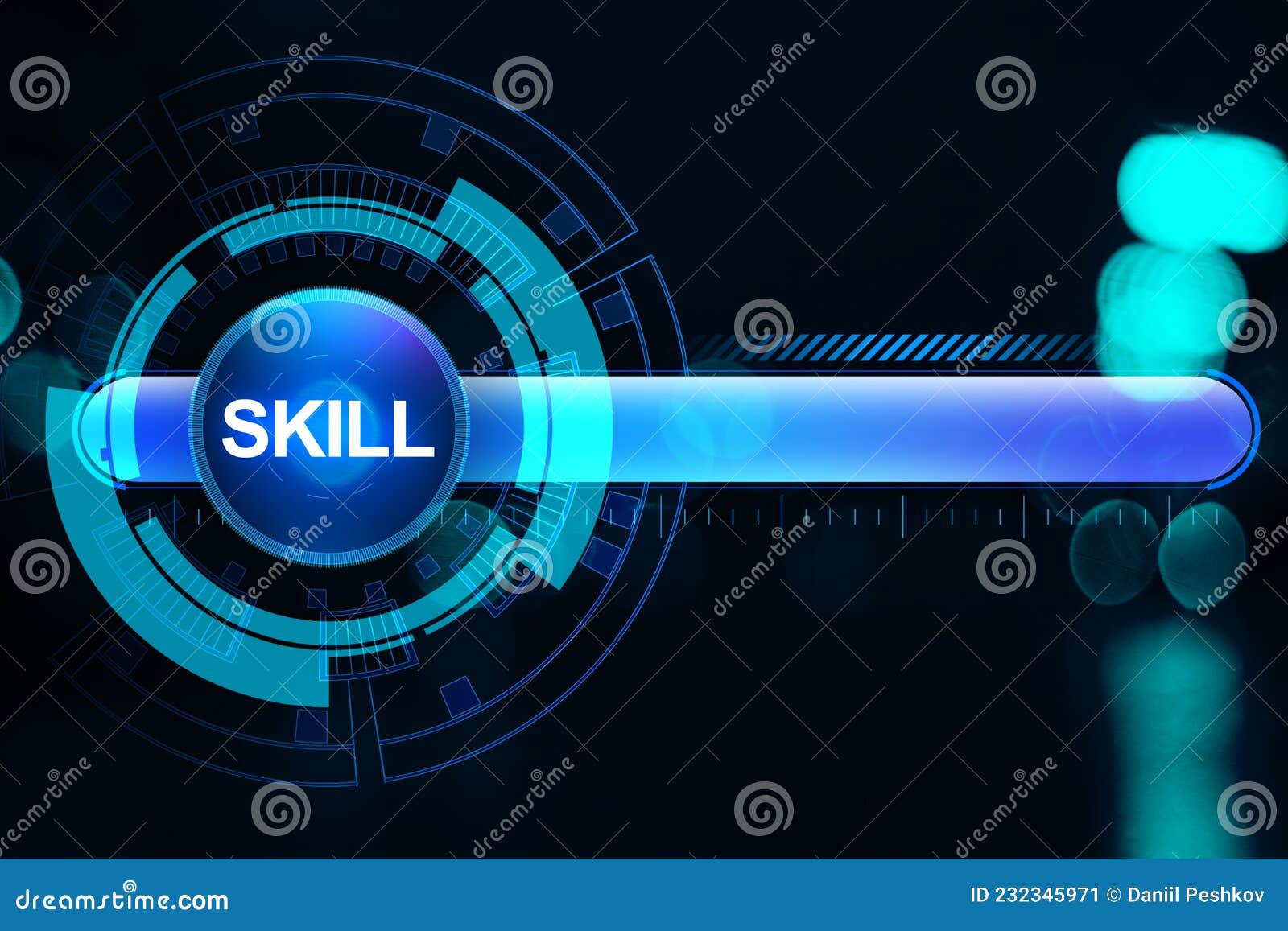 Creative Digital Skill Bar on Blurry Dark Bokeh Background. Education ...