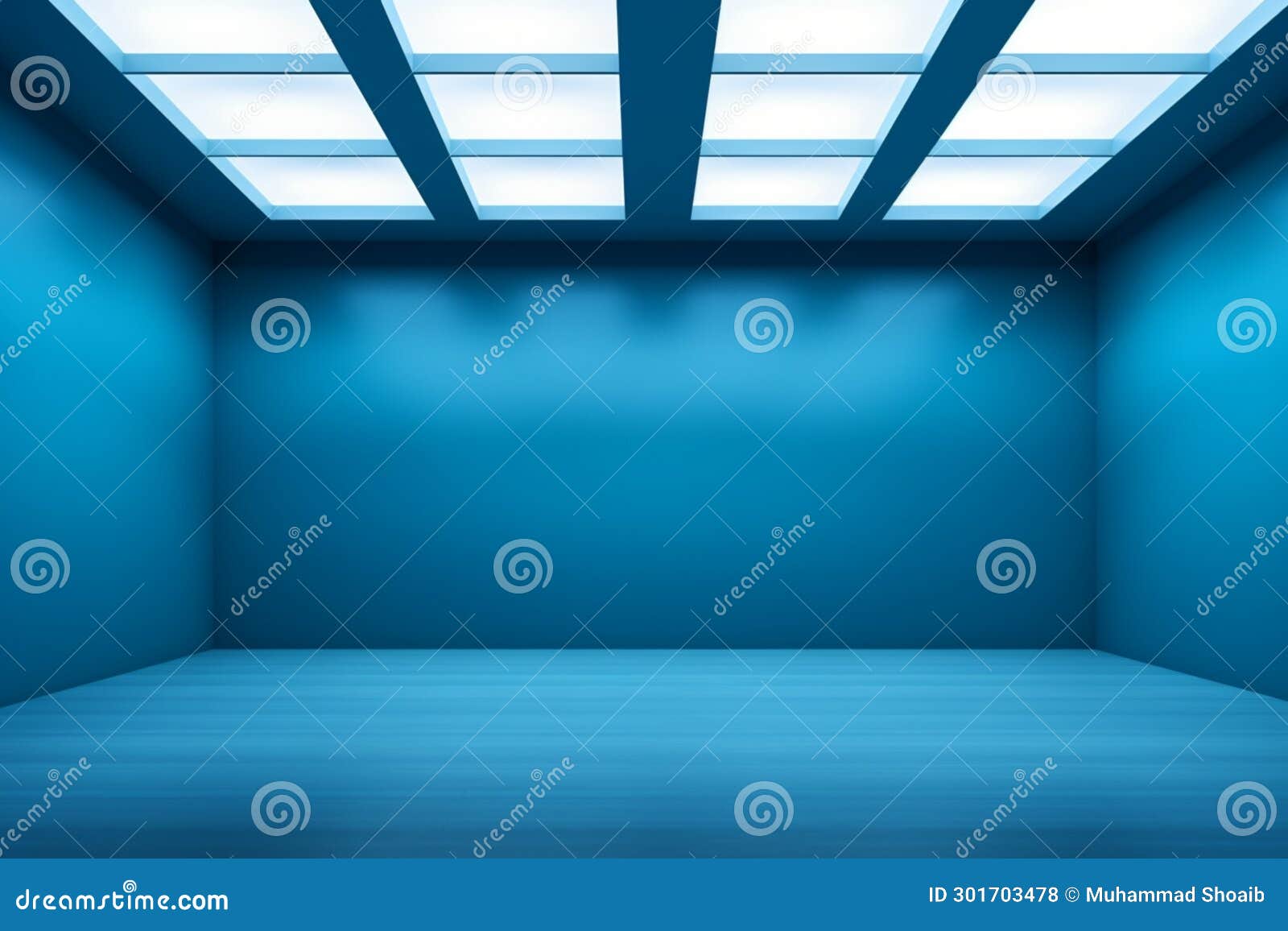 Creative Display Empty Blue Room Designed for Artistic Exhibitions ...