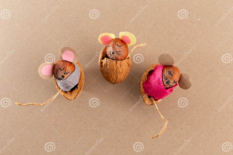 Creative Display of Mice Crafted from Nutshells, with Hazelnut and ...