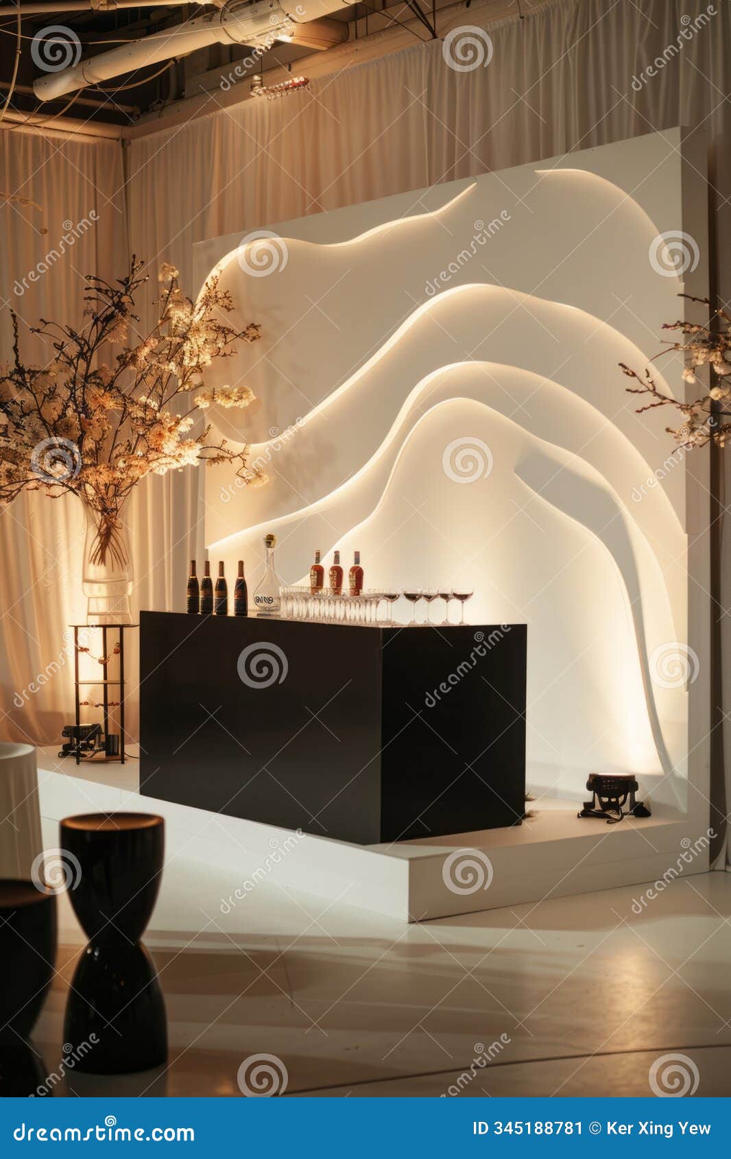 Creative Display Stage Setup Featuring an Unobtrusive Background Stock ...