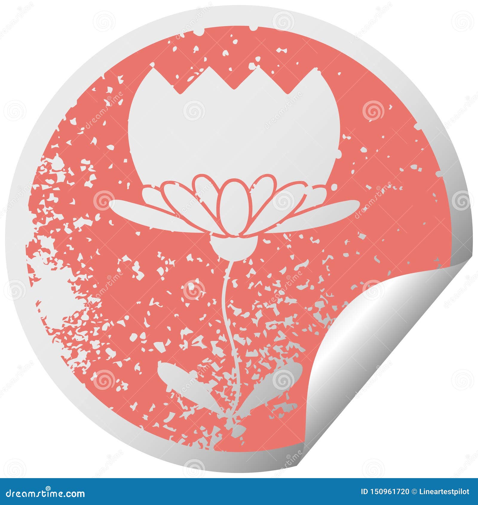 A Creative Distressed Circular Peeling Sticker Symbol Flower Stock ...