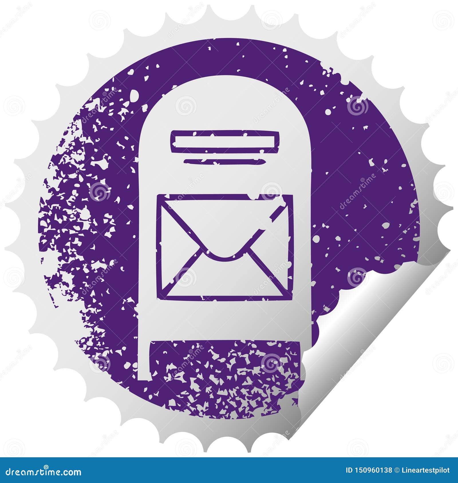 A Creative Distressed Circular Peeling Sticker Symbol Mail Box Stock ...