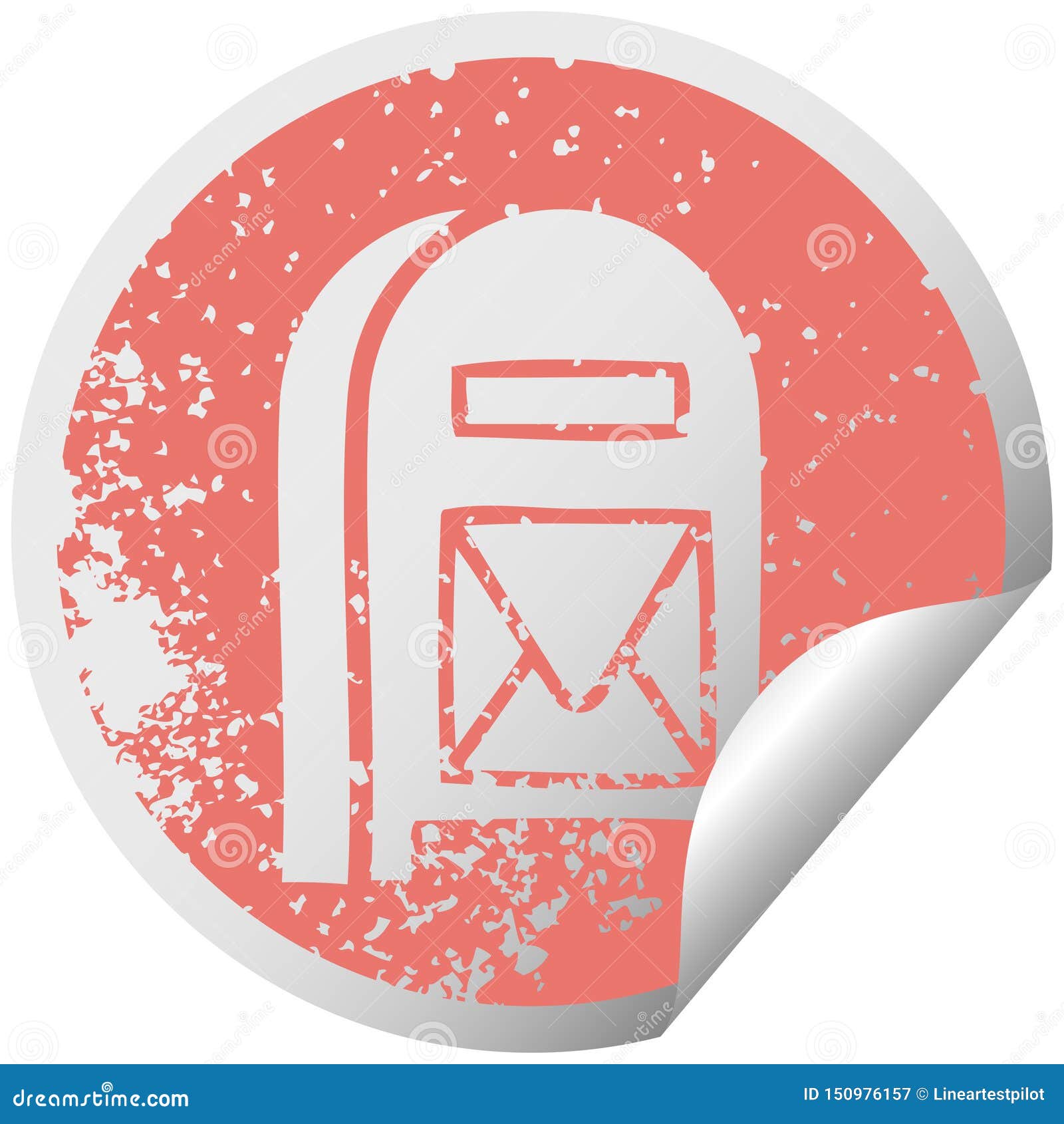 A Creative Distressed Circular Peeling Sticker Symbol Mail Box Stock ...