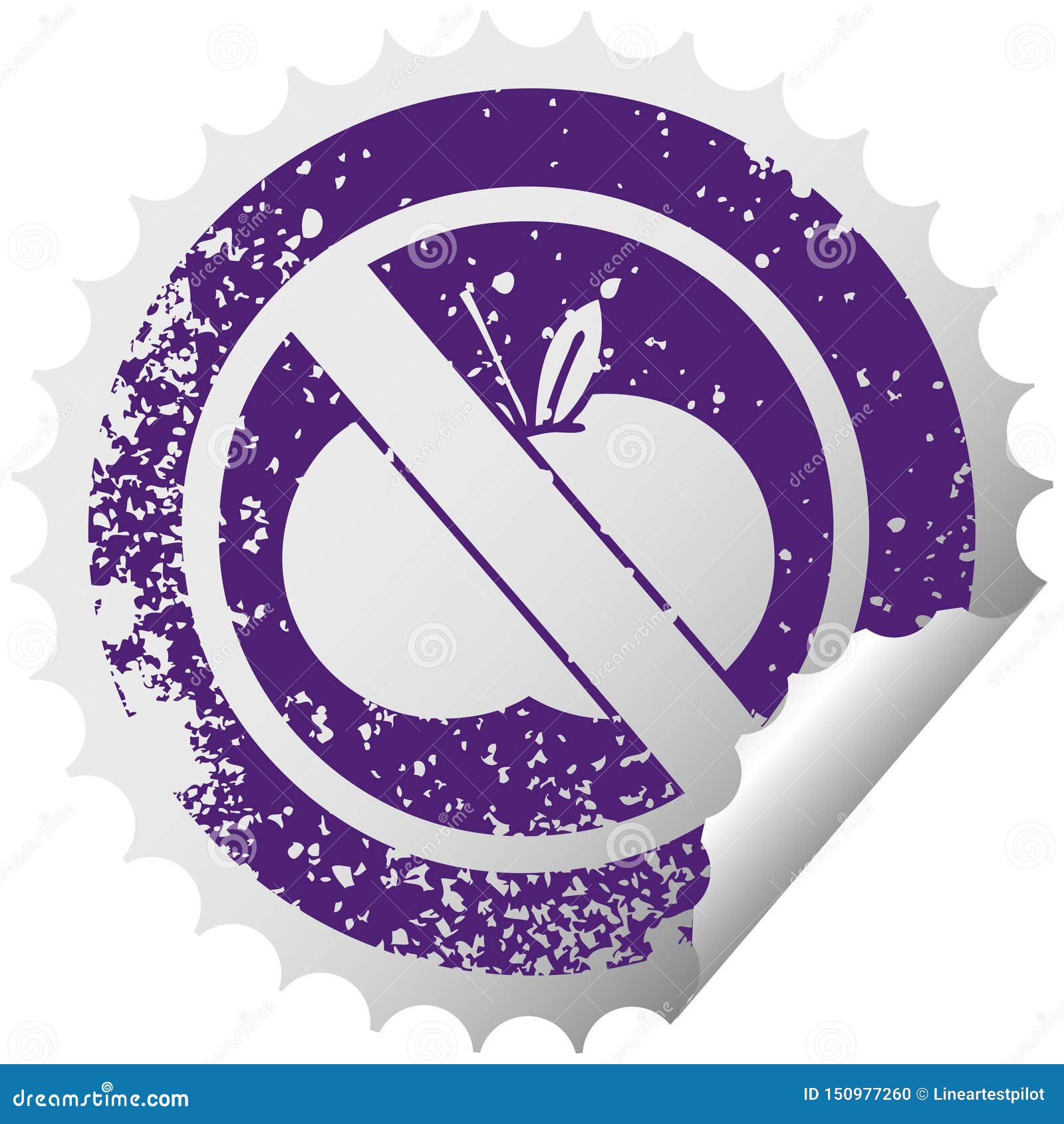 A Creative Distressed Circular Peeling Sticker Symbol No Fruit Allowed ...
