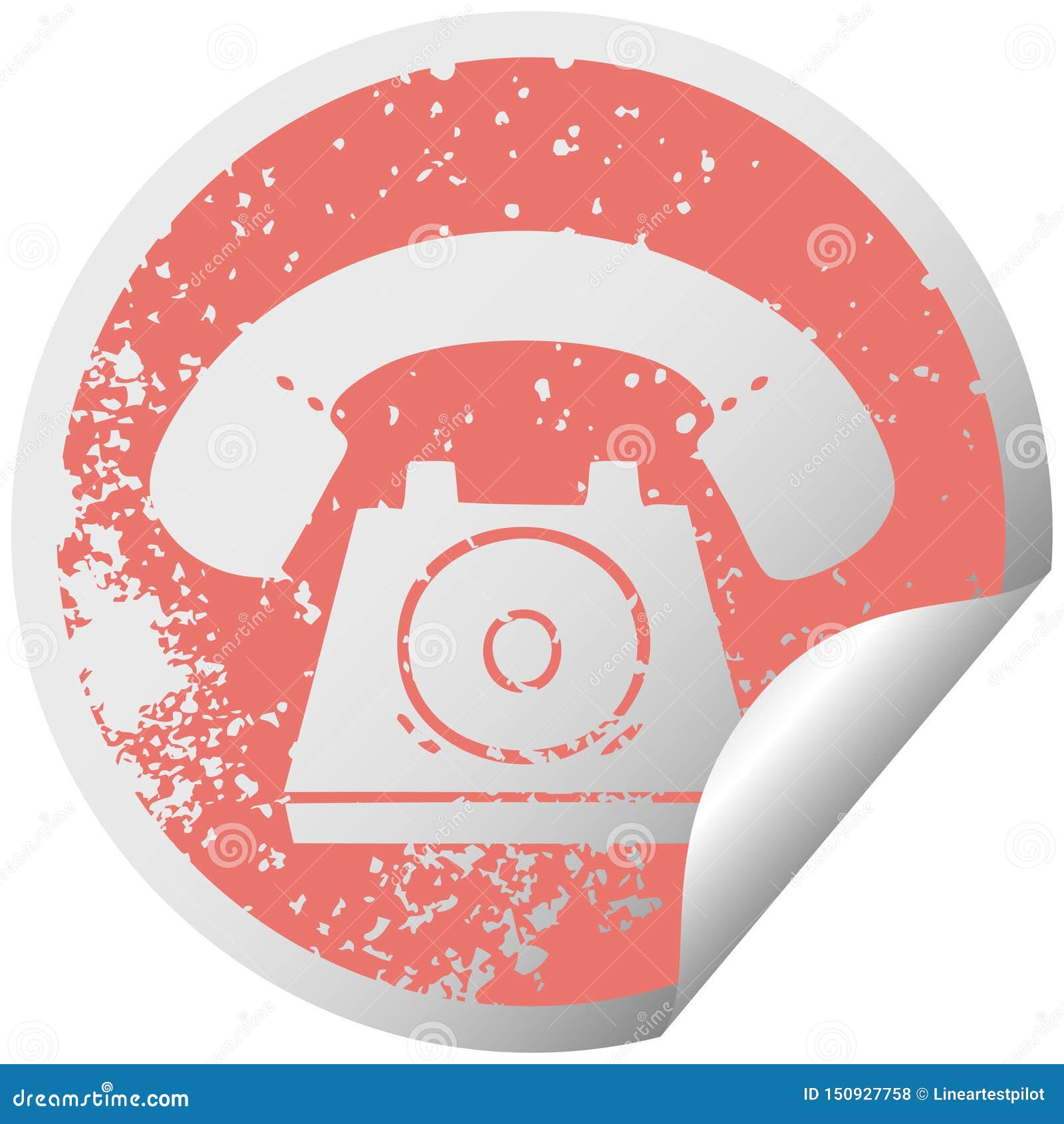 A Creative Distressed Circular Peeling Sticker Symbol Old Telephone ...