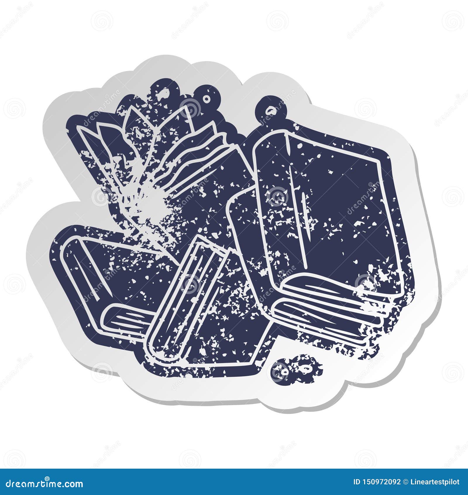 A Creative Distressed Old Sticker of a Collection of Books Stock Vector ...